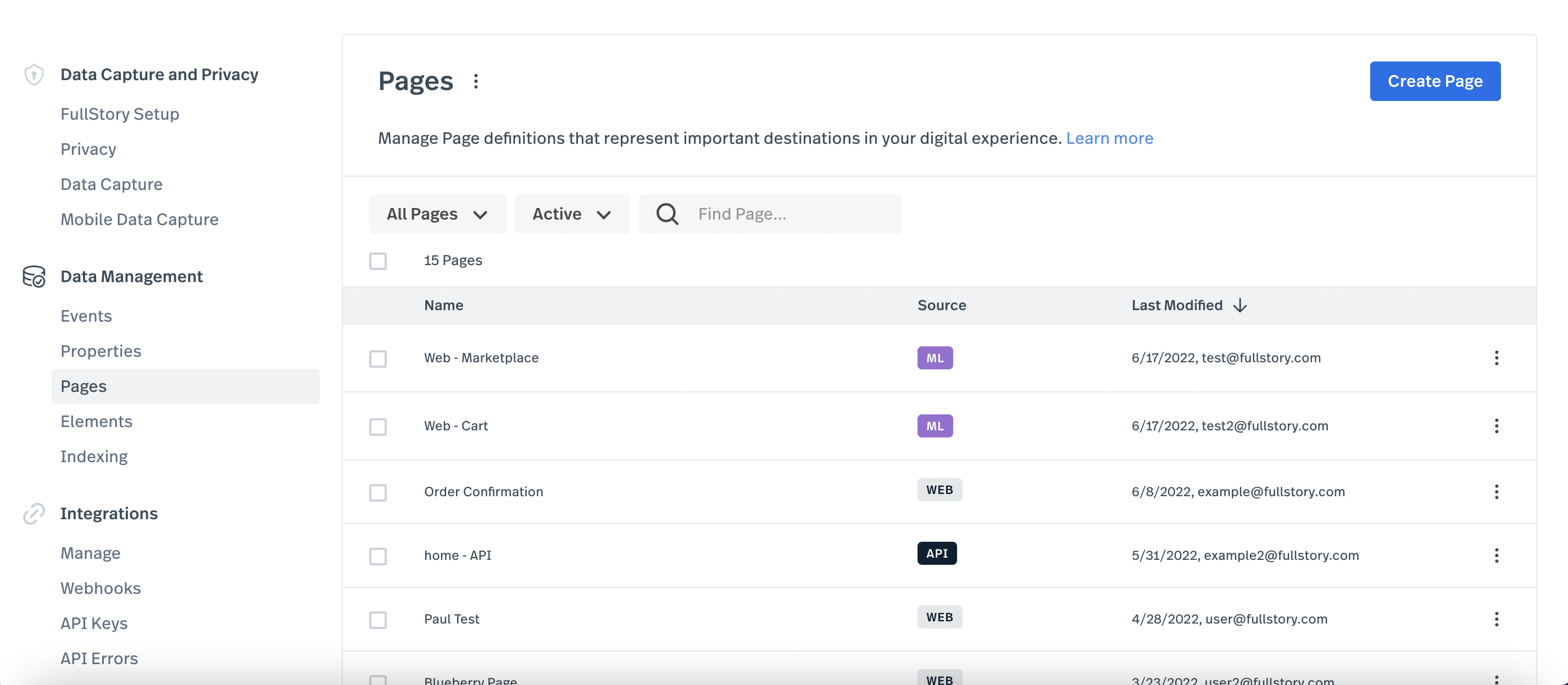 Pages in Fullstory – Fullstory Help Center